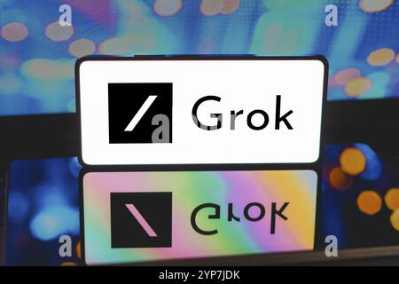 In this photo illustration, the xAI Grok logo is seen displayed on a ...