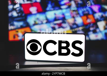 In this photo illustration, the Columbia Broadcasting System (CBS) logo ...