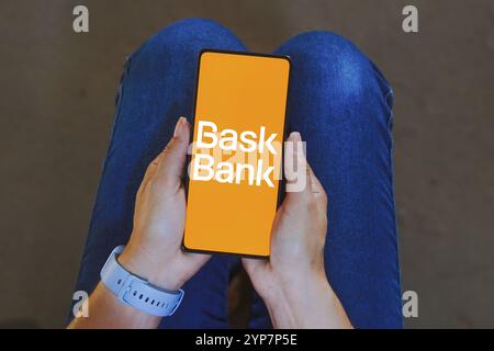 In this photo illustration, the Bask Bank logo is displayed on a ...