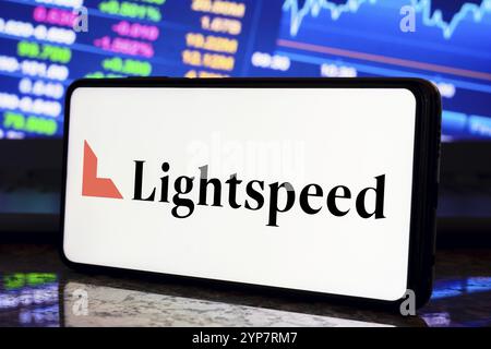In this photo illustration, the Lightspeed Venture Partners logo is ...