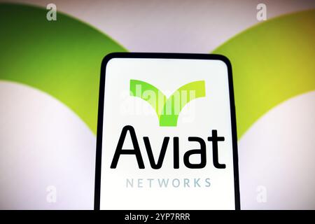 In this photo illustration, the Aviat Networks logo is displayed on a ...
