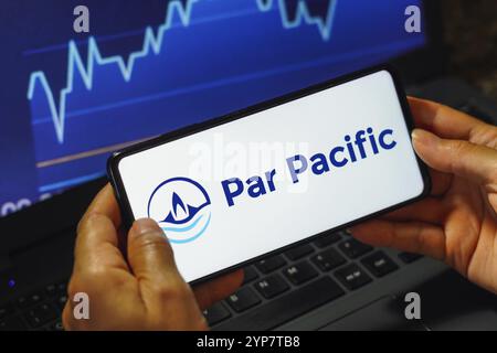 In this photo illustration, the Par Pacific Holdings logo seen ...