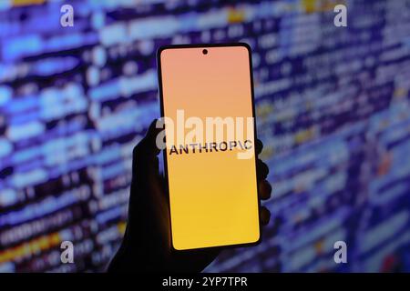 In this photo illustration, a Anthropic logo seen displayed on a ...