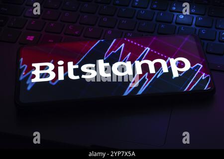 In this photo illustration, the Bitstamp logo is seen displayed on a ...