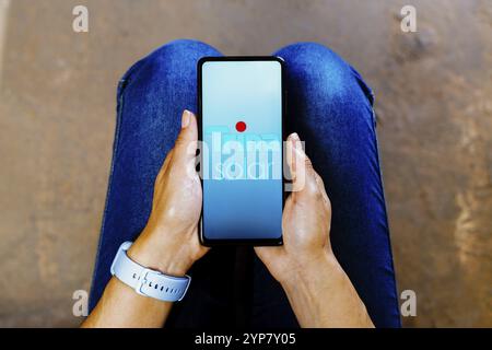 In this photo illustration, the Trina Solar logo is displayed on a ...