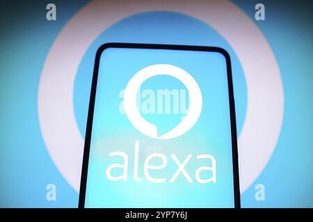 In this photo illustration, the Amazon Alexa logo is seen displayed on ...