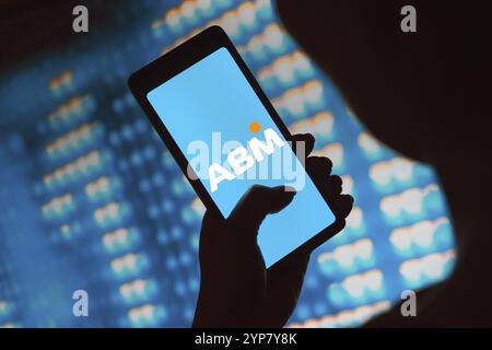 In this photo illustration, the ABM Industries Incorporated logo is ...