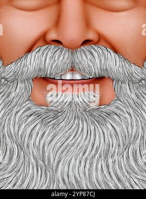 bearded santa claus man with moustache wear hat and knitted sweater ...