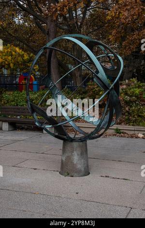 Sculpture of an armillary sphere in downtown Halifax, Nova Scotia ...