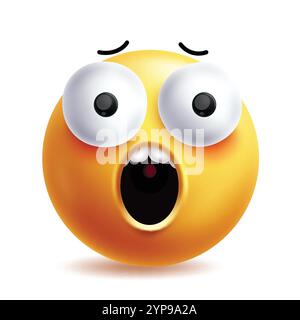 Shocking emoji 3d clipart character. Shocked emoji character in open mouth, big eyes, wonder ...