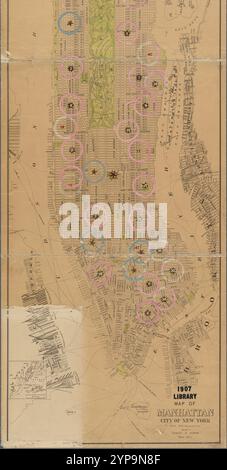 1907 Library map of Manhattan, City of New York Cartographic. Maps ...