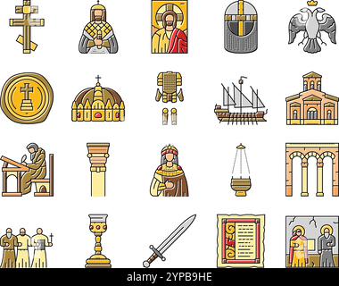 byzantium empire justinian icons set vector Stock Vector Image & Art ...