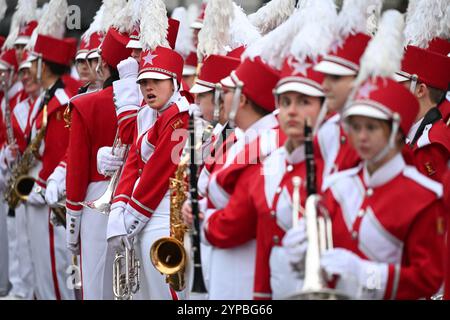 Marching bands attend the 98th Annual Macy's Thanksgiving Day Parade on ...