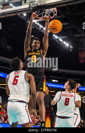 Arizona State center Shawn Phillips Jr. (9) dunks over Brigham Young ...