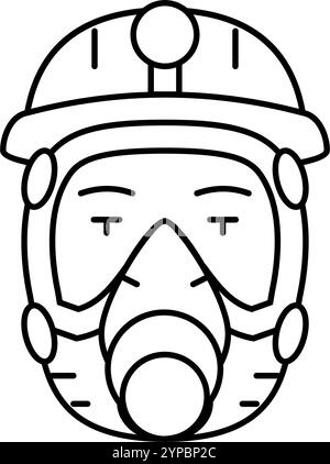 mining mask face line icon vector. mining mask face sign. isolated ...