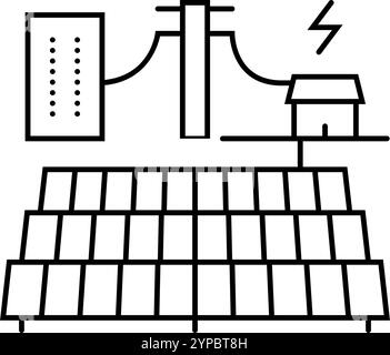 grid integration solar panel line icon vector. grid integration solar ...