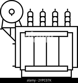 Electric Substation Transformer. Isometric Outline Object. Vector ...