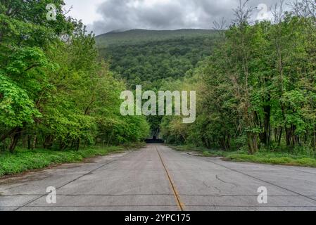 Ruins of underground airbase Zeljava, Bihac. Runway. Former military ...