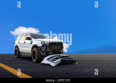 Scene of a multi-vehicle collision at a city intersection, featuring ...