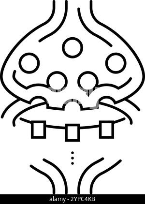 synaptic transmission neuroscience neurology line icon vector ...