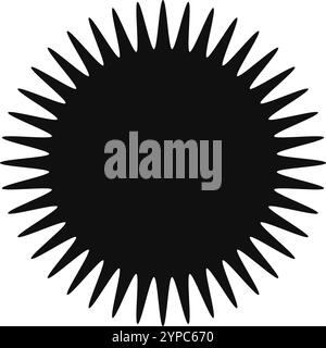 Black sun with sharp rays shining brightly, representing solar energy ...
