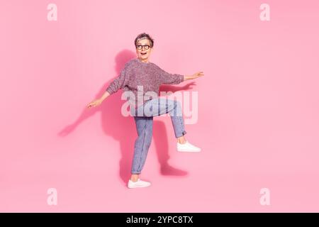 Full length photo of shiny charming lady wear striped t-shirt bean bag ...