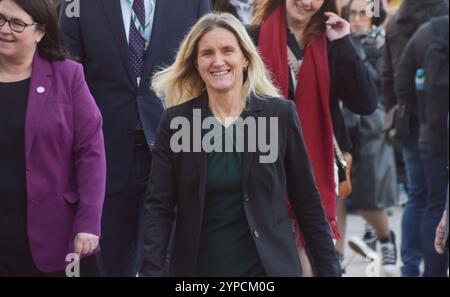 MP Kim Leadbeater speaking at a press conference in the Houses of ...