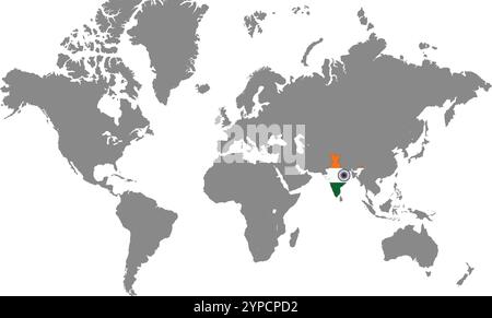 The Indian flag in the shape of the Indian continent. Editable vector ...
