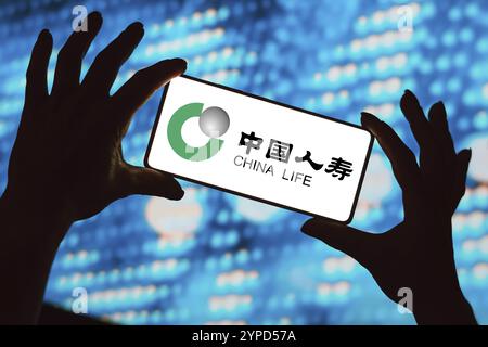 In this photo illustration the Chinese insurance company China Pacific ...