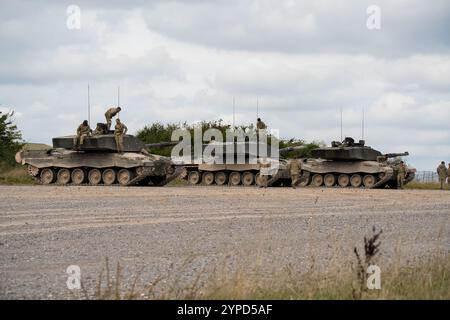 three parked British Army Challenger ii 2 FV4034 Main Battle Tanks on a ...