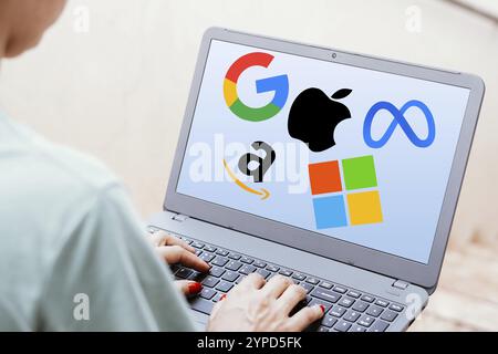 Google logos are seen on a computer screen in this photo illustration ...