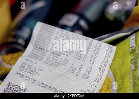 May 1, 2024, Brazil. Purchase invoice showing the prices of various ...