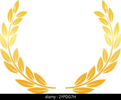 Circular golden laurel wreath symbolizes success, triumph, and excellence, creating a ...
