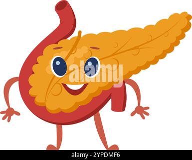 A cheerful pancreas cartoon design concept having a box Stock Vector ...