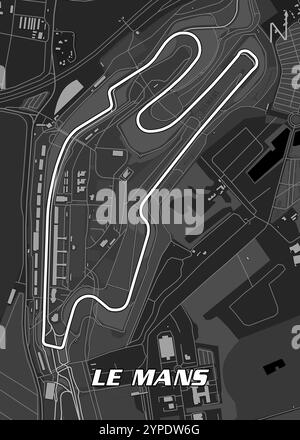 Detailed map of Le Mans Circuit , the famous racetrack Stock Vector ...