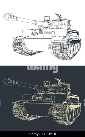 Stylized vector illustration of a heavy German tank from World War II ...