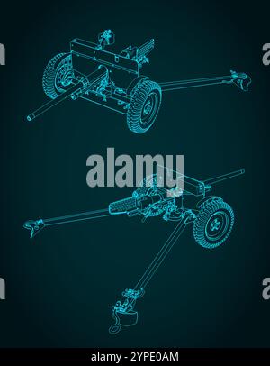 WWII US M3 anti tank gun sketches Stock Vector Image & Art - Alamy