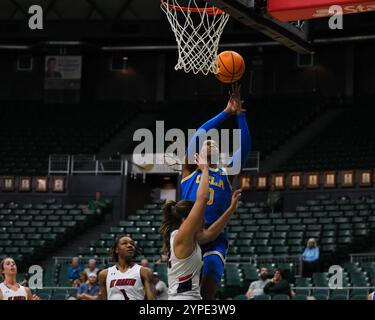 UCLA Bruins forward Janiah Barker (0) shoots over Richmond Spiders ...
