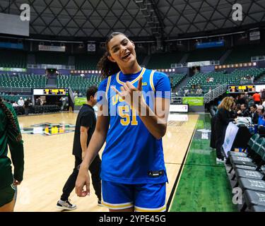 UCLA center Lauren Betts (51) shoots against Ohio State forward Ajae ...