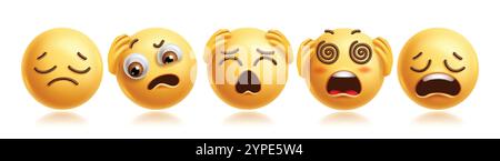Mood off emoji vector characters set. Clipart emojis funny, sad, in ...
