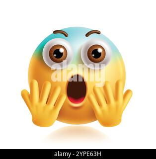 Shocking face emoji clipart character. 3d facial expressions in surprise, scared, afraid, amaze ...