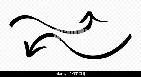 Vector hand drawn wavy arrows on transparent background Stock Vector ...