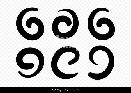 Vector hand drawn curly lines set on transparent background Stock ...