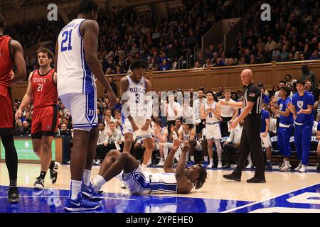 Duke guard Isaiah Evans celebrates after scoring against Texas during ...