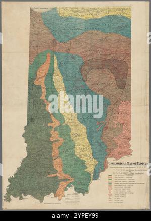 Geological map of Indiana, showing location of stone quarries and ...