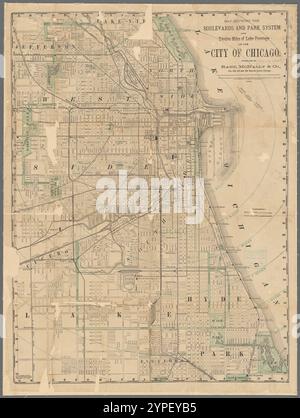 Map showing the boulevards and park system and twelve miles of lake ...