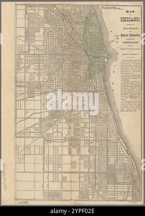 Map of Chicago showing the burnt district , Great Fire, Chicago, Ill ...