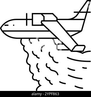 firefighting plane wildfire disaster line icon vector. firefighting ...