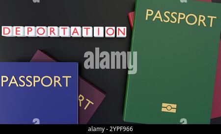 A 3D rendering of a passport and the word 'DEPORTATION', highlighting ...