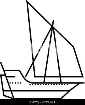 dhow ancient ship line icon vector illustration Stock Vector Image ...